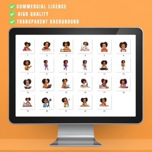 Black Girls School Activities Clipart Set - 23 PNG Black Students in ...