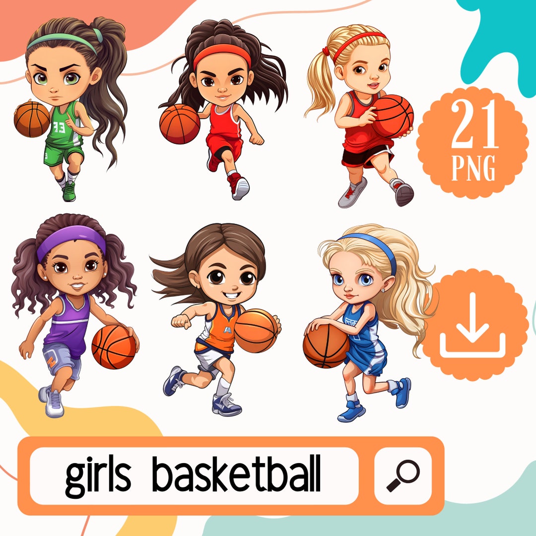 Dynamic Girls Basketball Clipart - 21 Energetic Athletes in Action ...