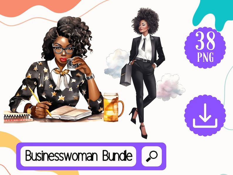 Black Business Lady Boss Lady Png Clipart Bundle. 38 Afro Boss Woman ...