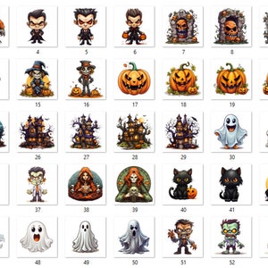 Spooky Halloween Clipart Bundle - 55 PNG Images for Crafts and Designs ...