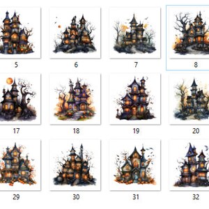 Watercolor Haunted House Clipart. 34 Haunted Houses PNG. Halloween ...
