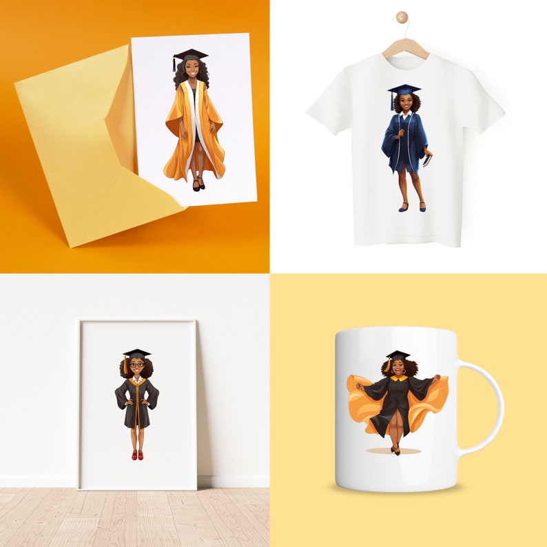 Graduation Girls Clipart. 19 PNG Black Girl Graduation Graphics. High ...
