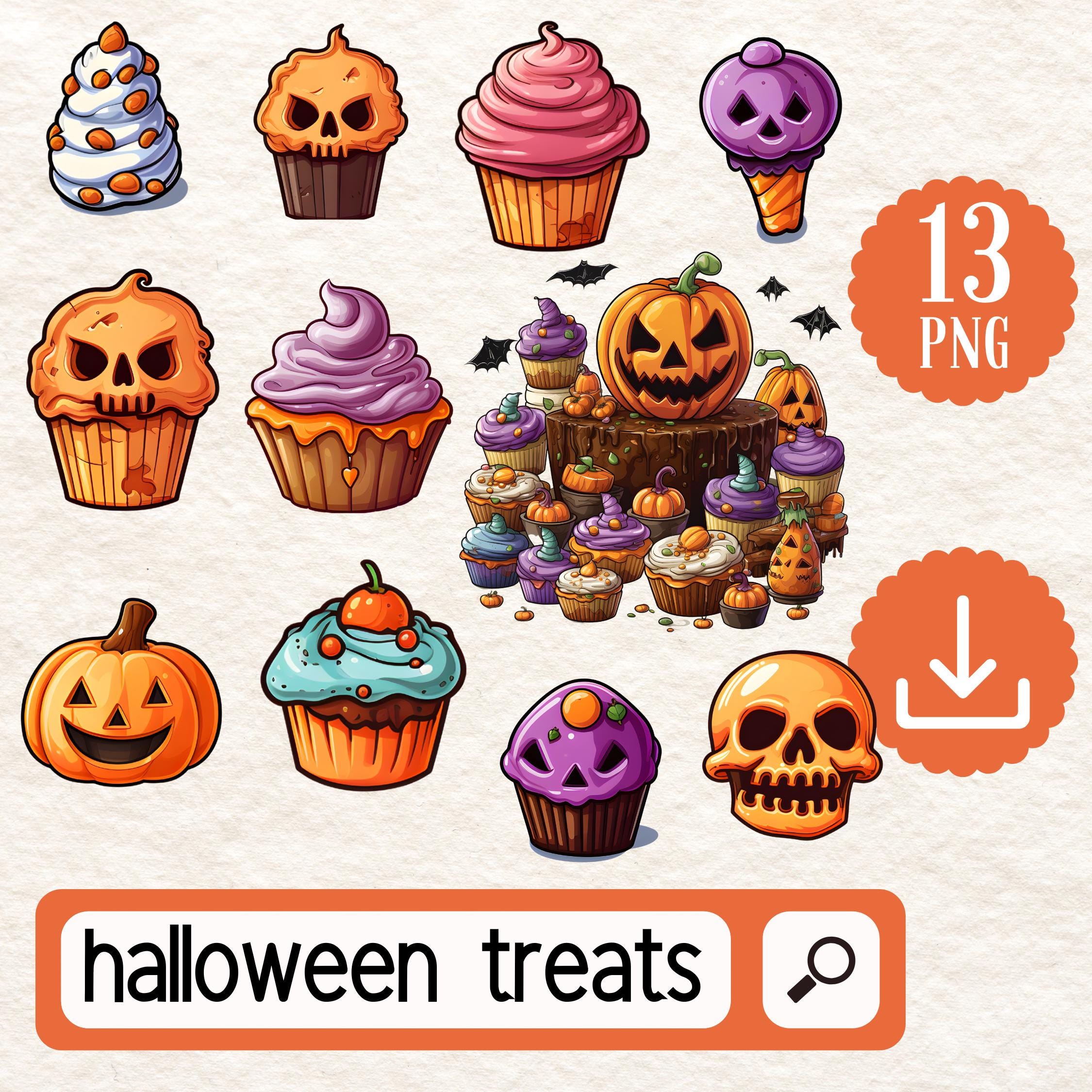 Cute Halloween Treats Clipart Set. 13 PNG Cute Halloween Graphics ...