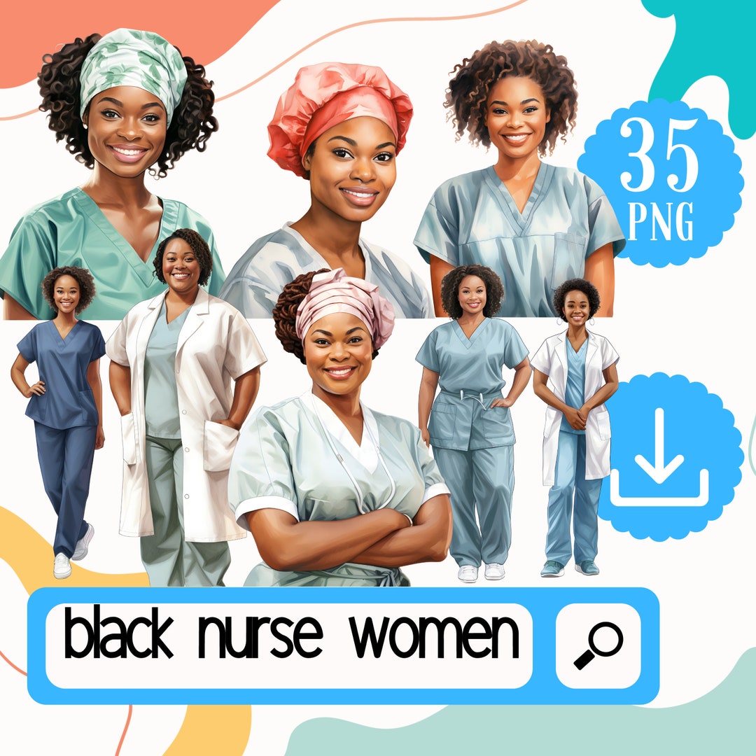Watercolor Black Nurse Clipart. 35 African American Nurse PNG. Medical ...