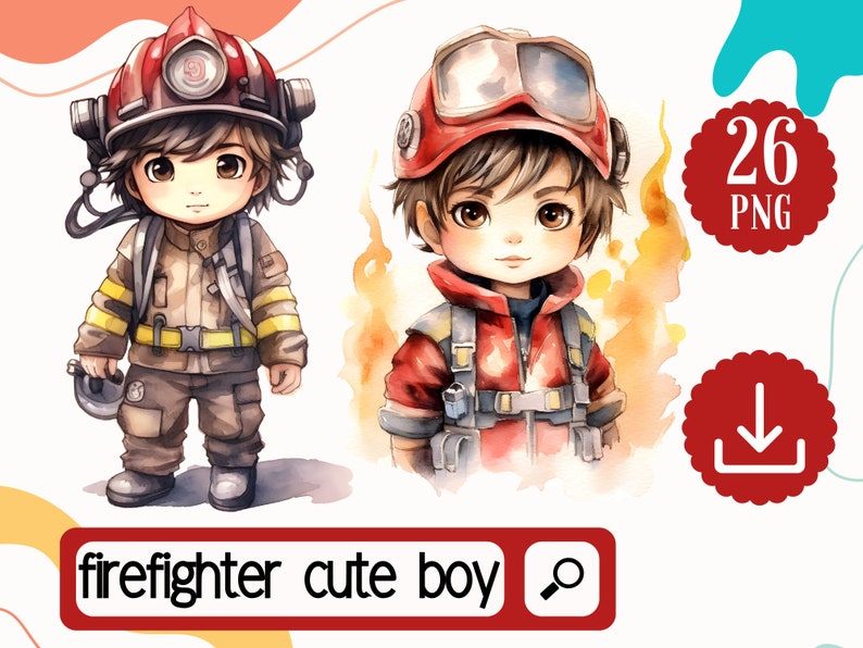 Firefighter Clipart Cute Boy PNG. 26 Fireman Clipart. Fire Truck ...