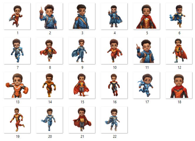 Black Boys Superhero Clipart Set. 22 African American Anime Action Hero ...