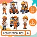 Cute Construction Kids Clipart - 15 PNG Construction Builder Theme Kids ...