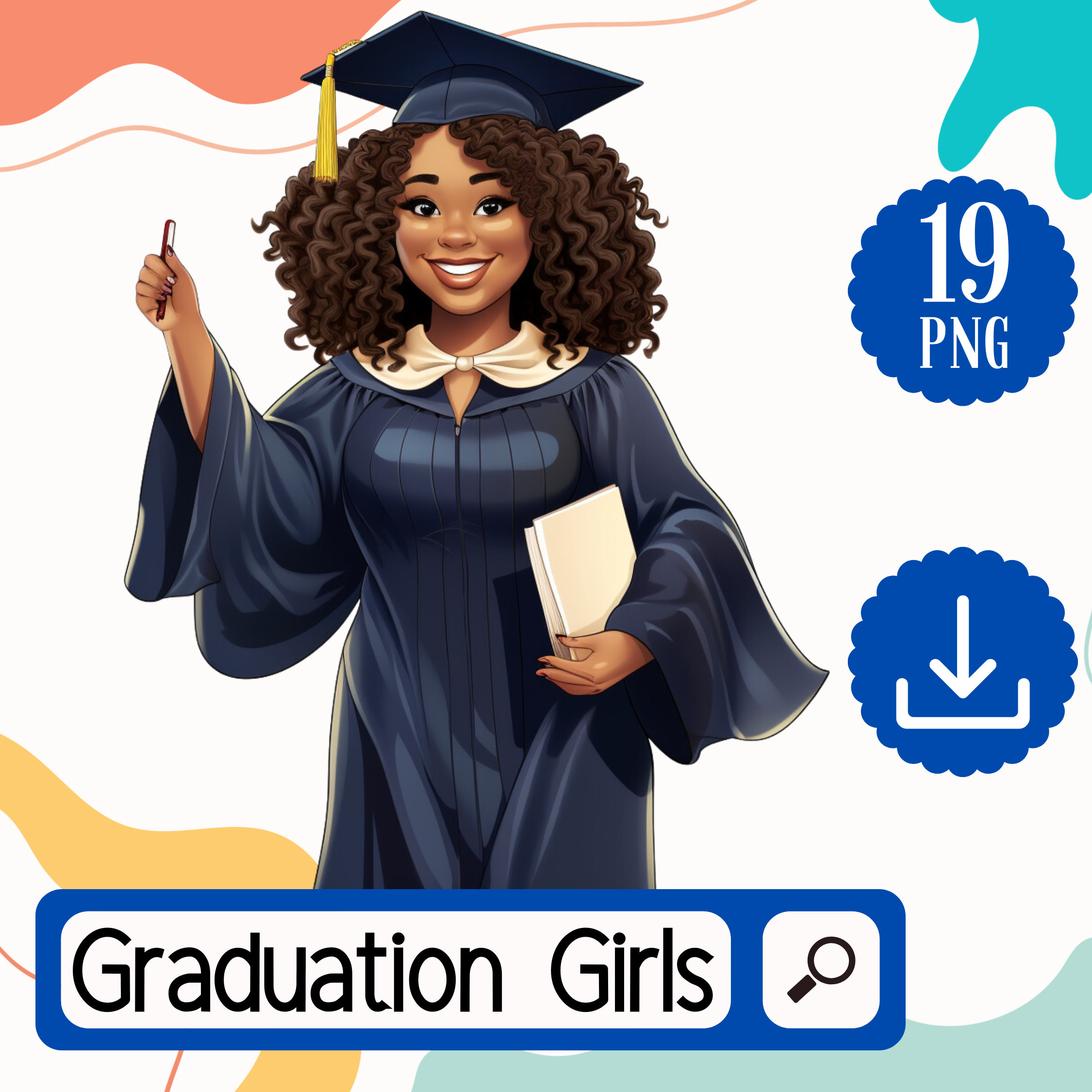 Graduation Girls Clipart. 19 PNG Black Girl Graduation Graphics. High ...