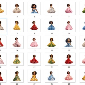 Pretty Black Princess Girls Clipart Set. 30 African American Princess ...