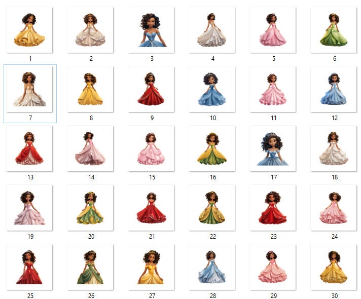 Pretty Black Princess Girls Clipart Set. 30 African American Princess ...