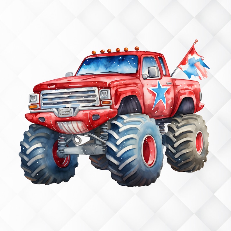 Watercolor Monster Truck Clipart. 38 Monster Truck PNG. Monster Trucks ...