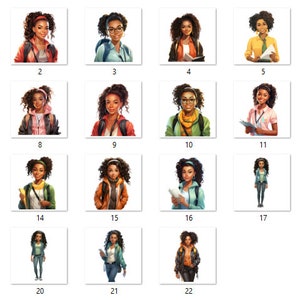 Black Teenager Girls Clipart. 22 African American Teenager Girl PNG Set ...