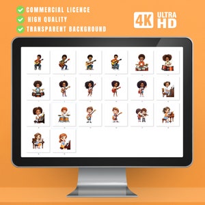 School Kids With Music Instruments Clipart Set - 20 PNG Kids Playing ...