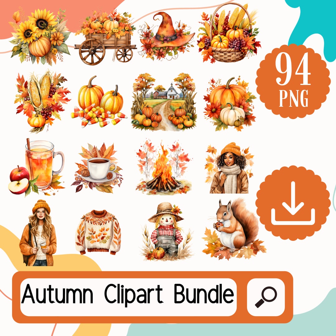 Autumn Clipart Collection. 94 Autumn Mood PNG Set. Autumn Fall Leaves ...