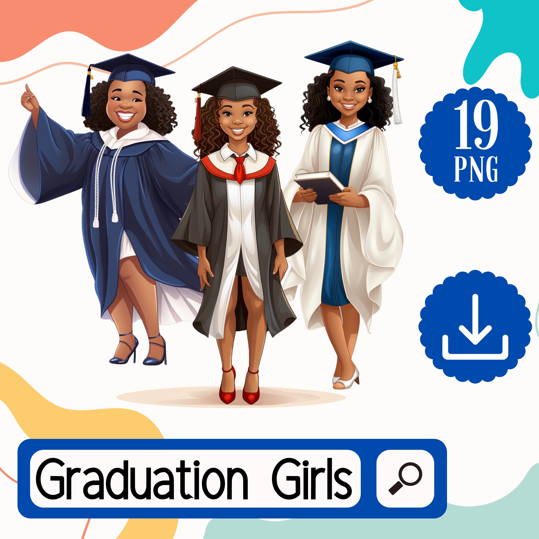 Graduation Girls Clipart. 19 PNG Black Girl Graduation Graphics. High ...