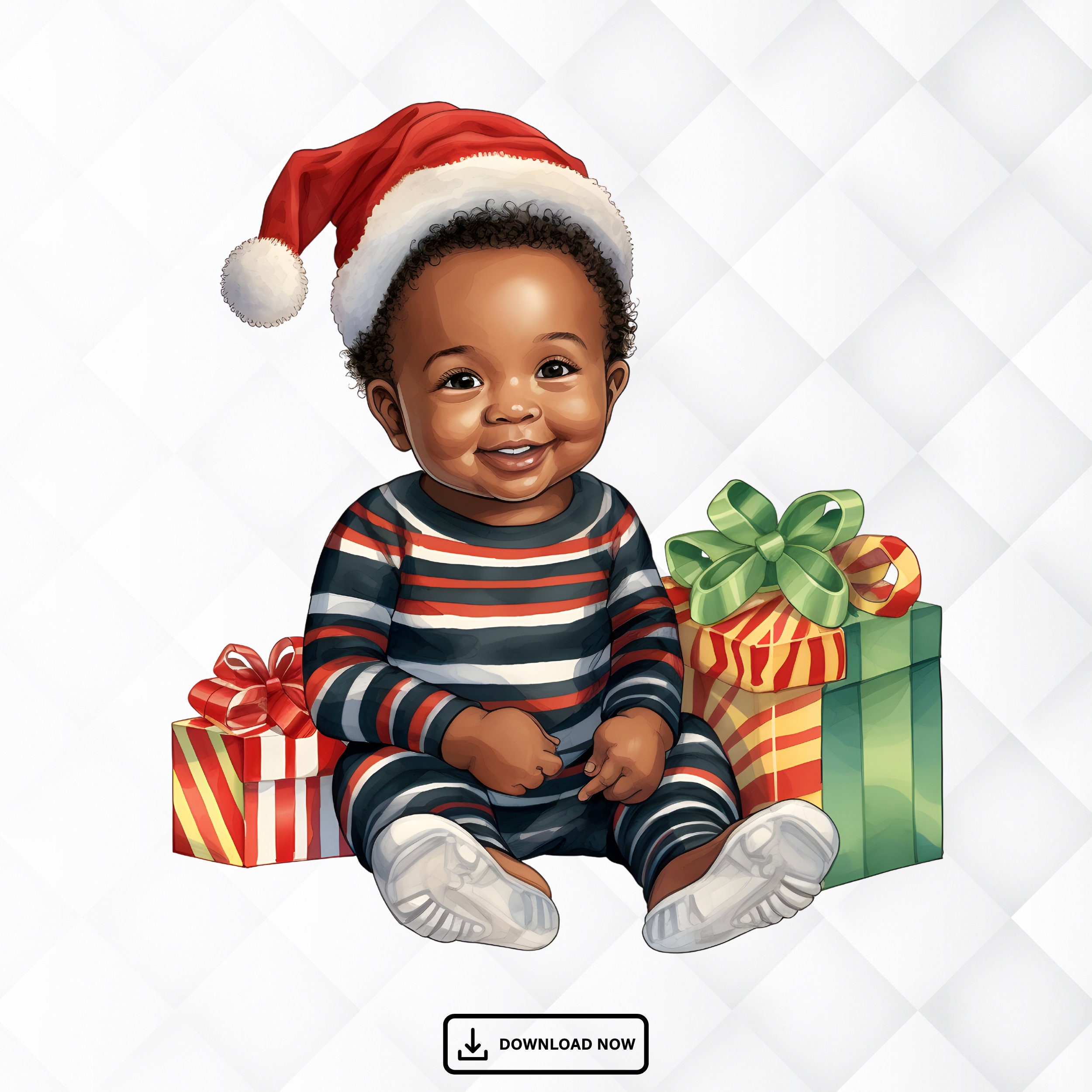 Black Baby Boy Christmas Clipart. 9 Adorable Christmas African American ...