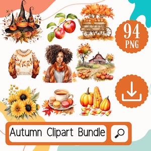 Autumn Clipart Collection. 94 Autumn Mood PNG Set. Autumn Fall Leaves ...