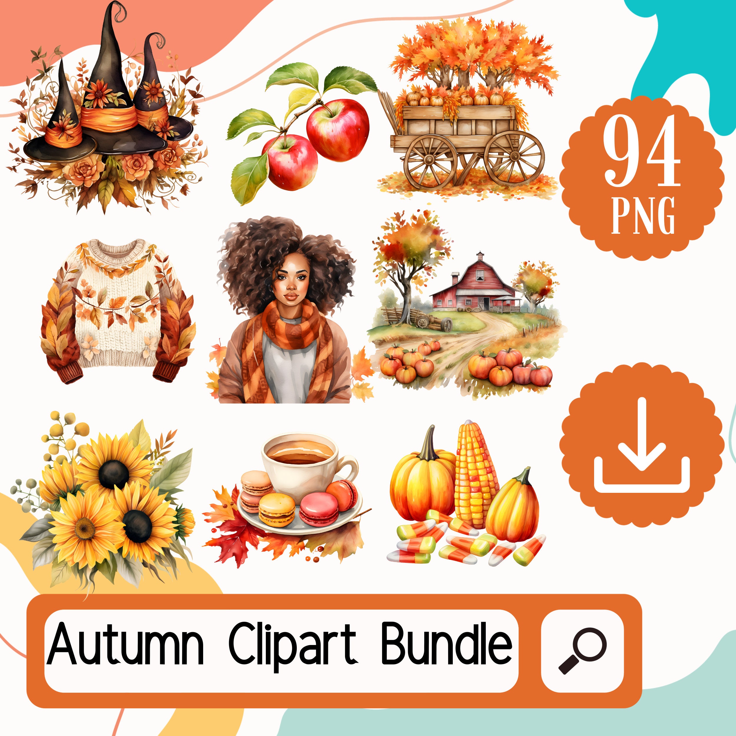 Autumn Clipart Collection. 94 Autumn Mood PNG Set. Autumn Fall Leaves ...