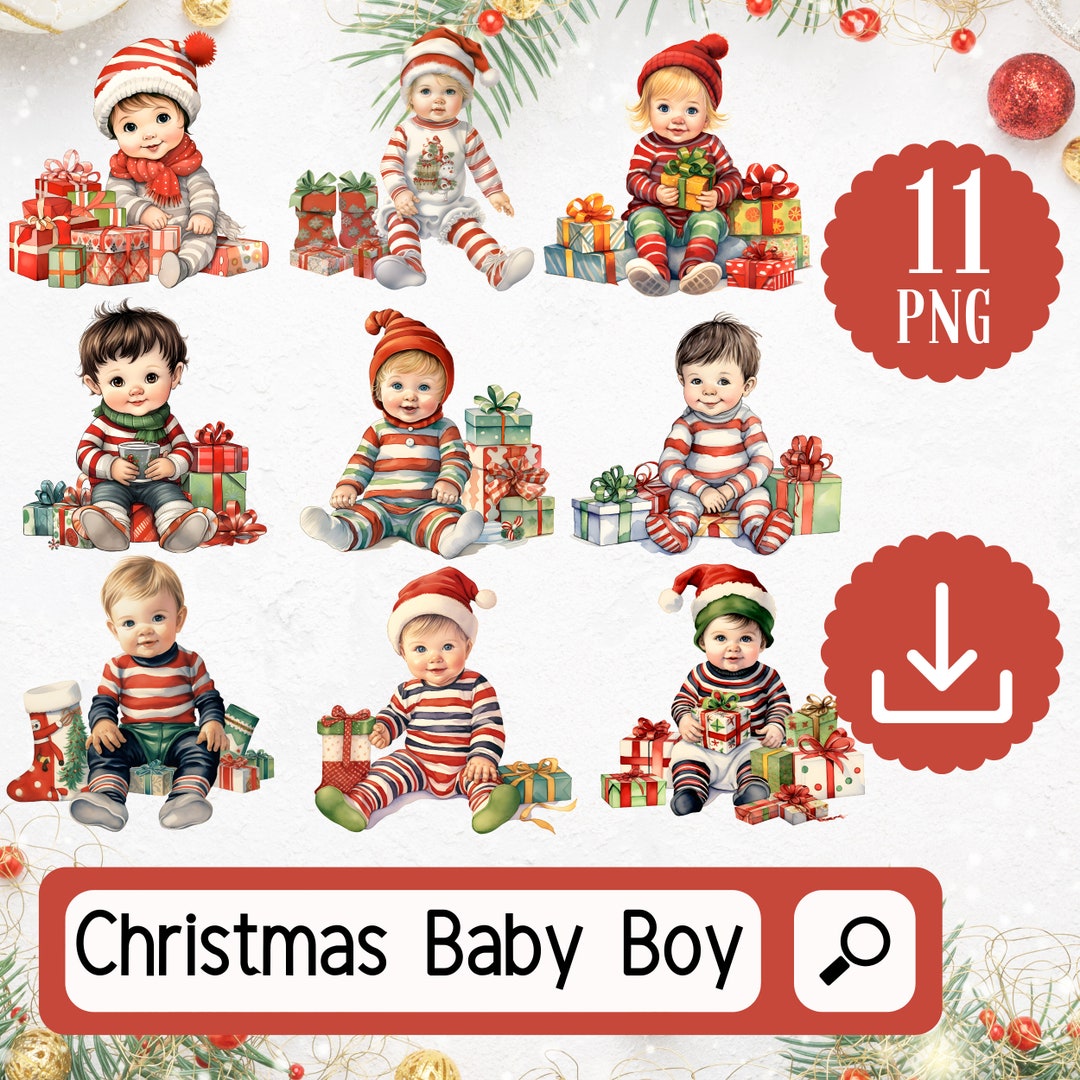 Baby Boy Christmas Clipart. 11 Adorable Christmas Baby Boy PNG. First ...