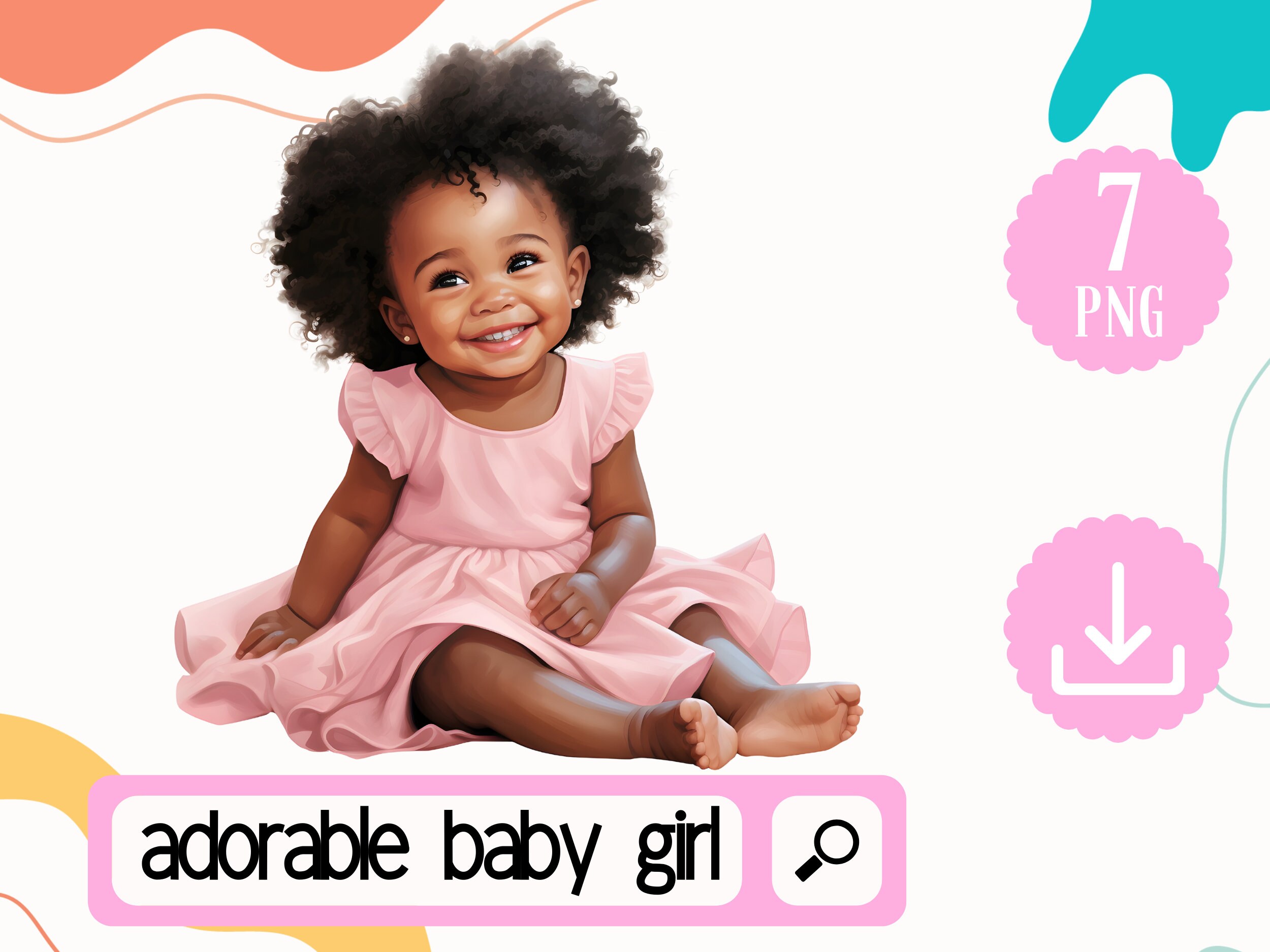Black Baby Girl in Pink Dress Clipart 7 Little Black Girl PNG Pink Baby ...