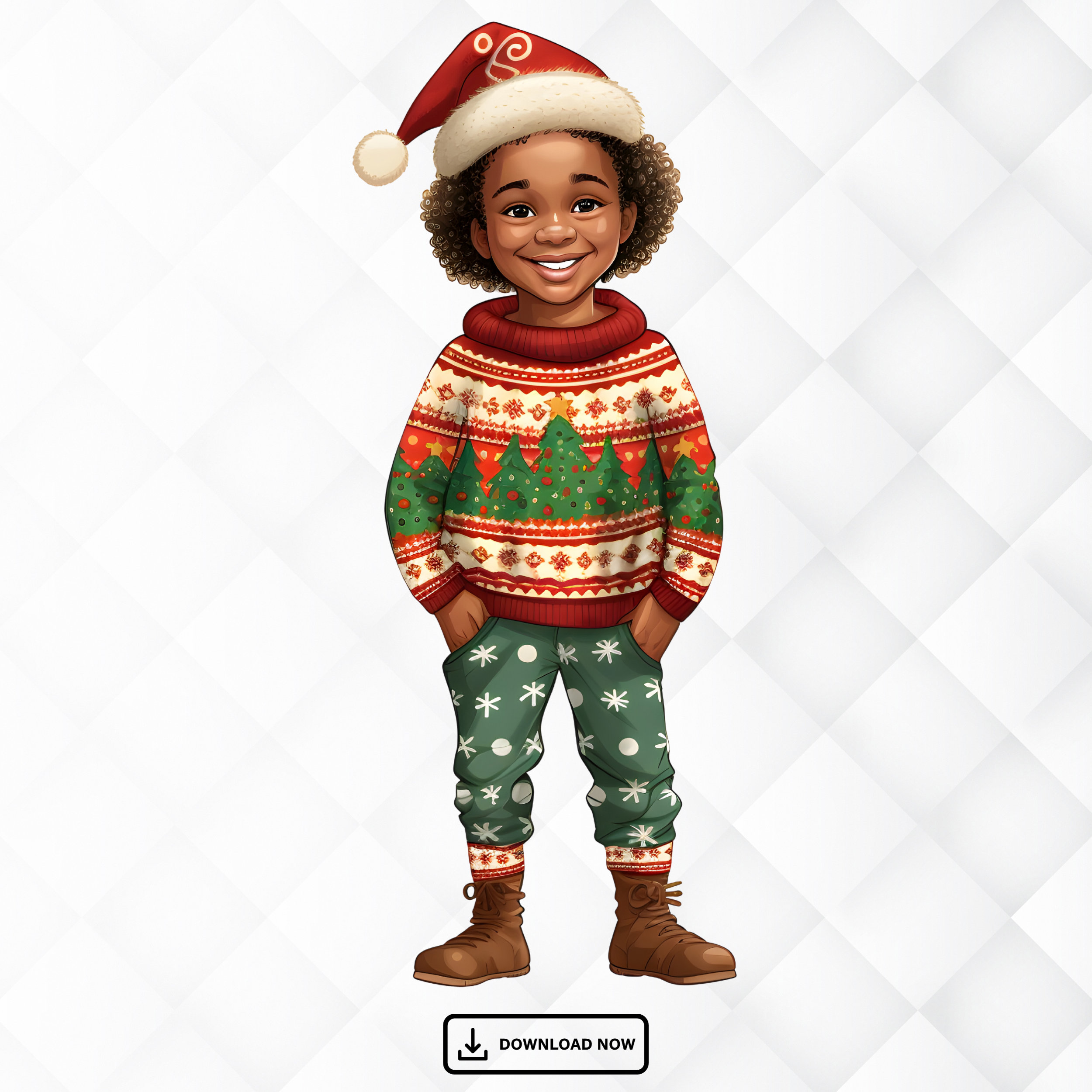 Christmas African American Boys Clipart. 24 Cute Christmas Black Boys ...