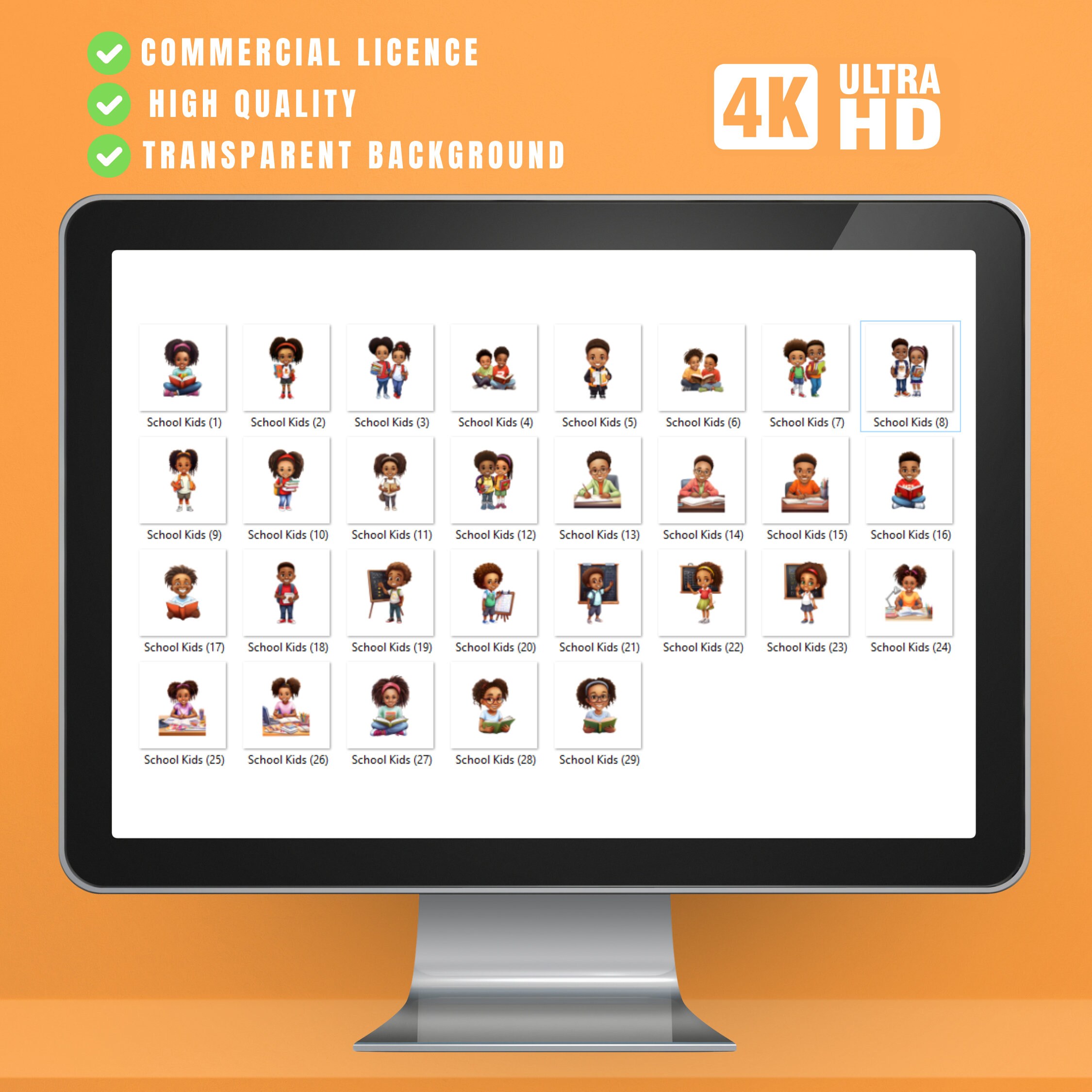 Black Kids School Activities Clipart Set - 29 PNG Black Students in ...
