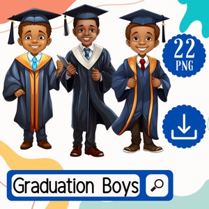 Graduation Boys Clipart. 22 PNG Black Boy Graduation Graphics. High ...