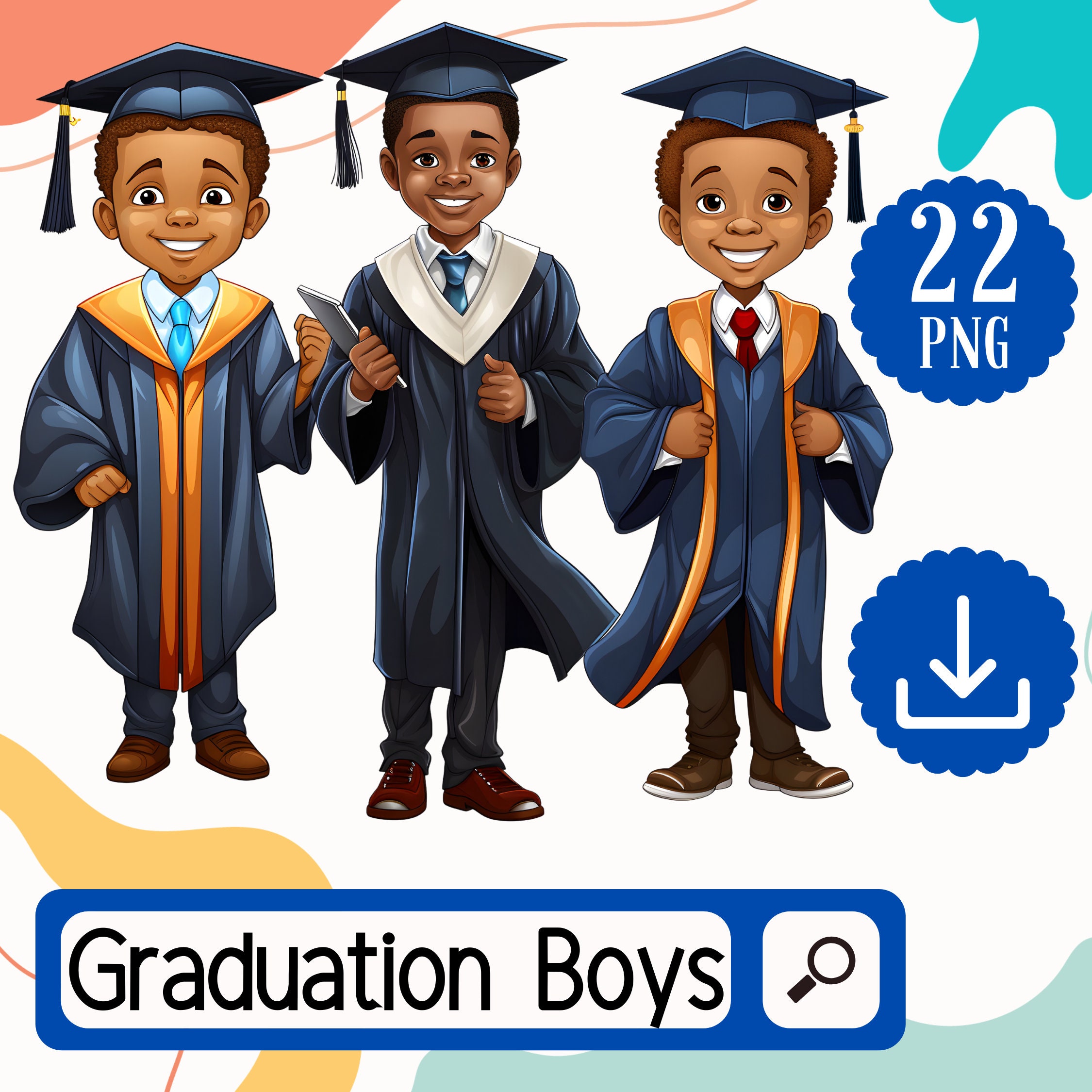 Graduation Boys Clipart. 22 PNG Black Boy Graduation Graphics. High ...
