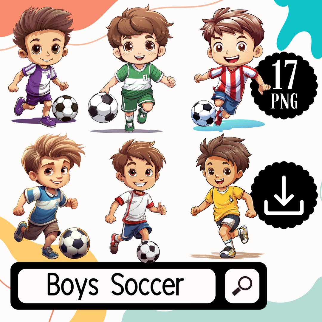 Boys Soccer Football Clipart. 17 Football Player Kids PNG. Football ...