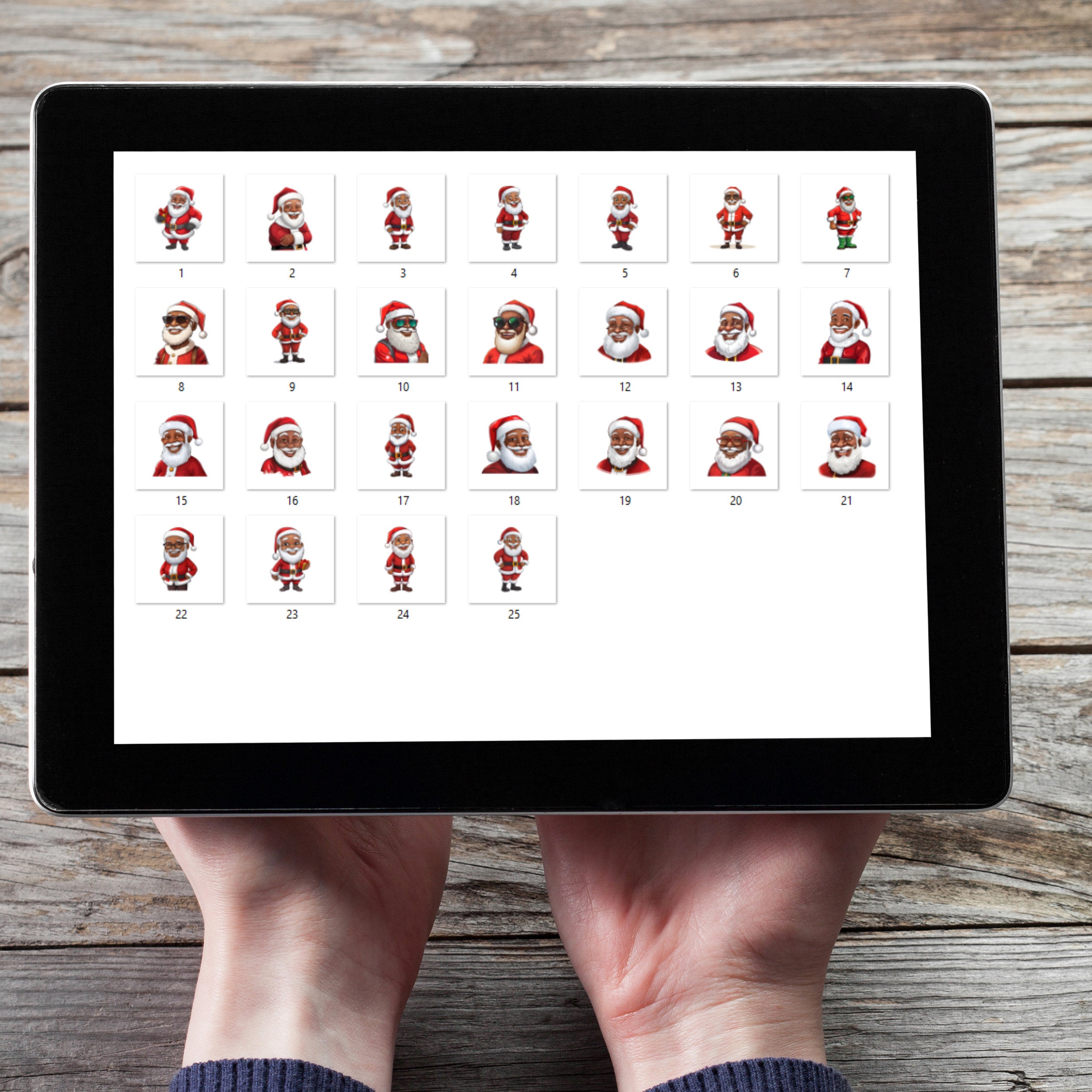 Black Santa Claus Clipart Set. 25 African American Santa Claus PNG ...