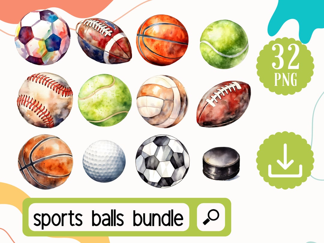 Sports Balls Clipart Bundle PNG. Soccer Ball, Football Clipart ...