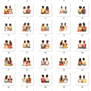 Watercolor African American Best Friends Clipart. 35 Black Girl Friends ...