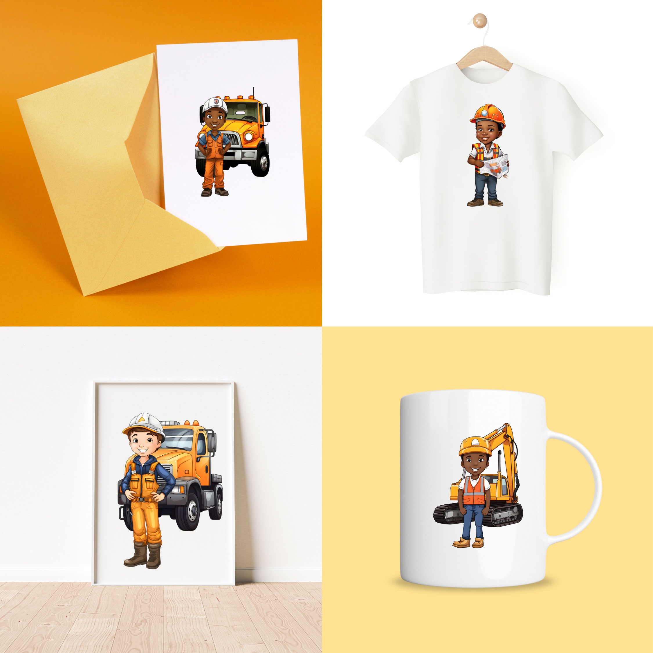 Cute Construction Kids Clipart - 15 PNG Construction Builder Theme Kids ...