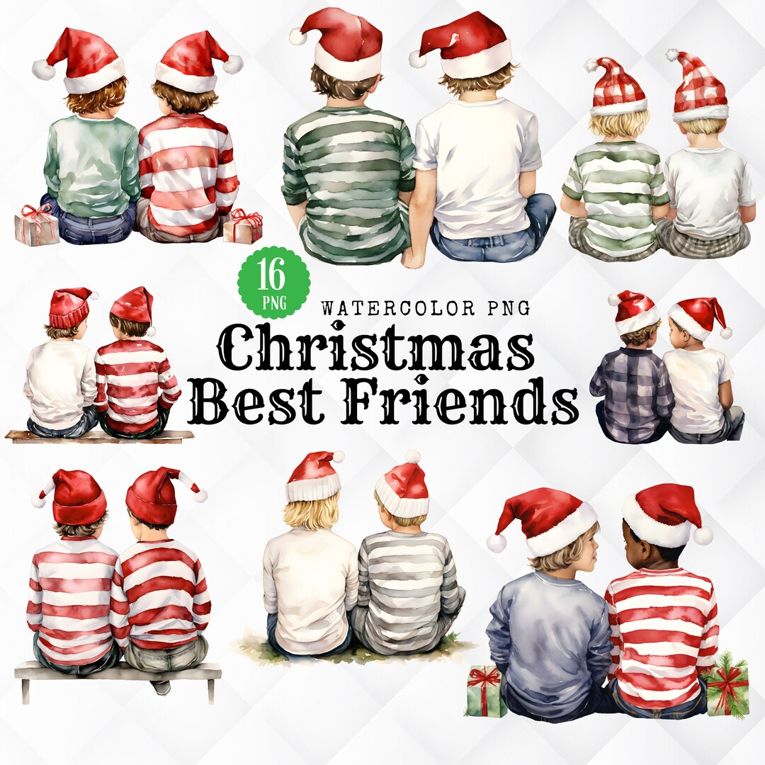 Christmas Best Friends Clipart Set. 21 Kids Christmas Best Buddies PNG ...