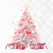 Watercolor Pink Christmas Tree Clipart. 39 PNG Decorated Christmas New ...