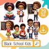Black Kids Reading Clipart PNG. 12 Boys and Girls Bookworm Black ...