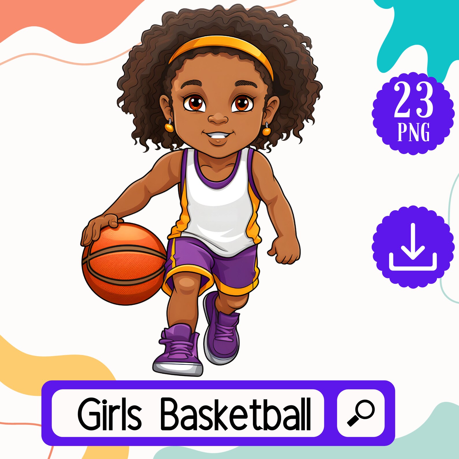 Dynamic Black Girls Basketball Clipart - 23 Energetic Athletes in ...