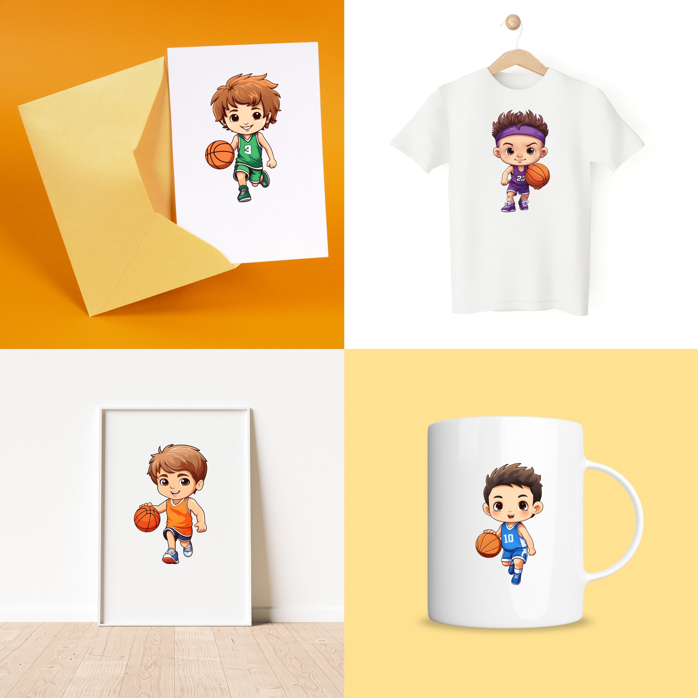 Dynamic Boys Basketball Clipart - Energetic Athletes in Action ...
