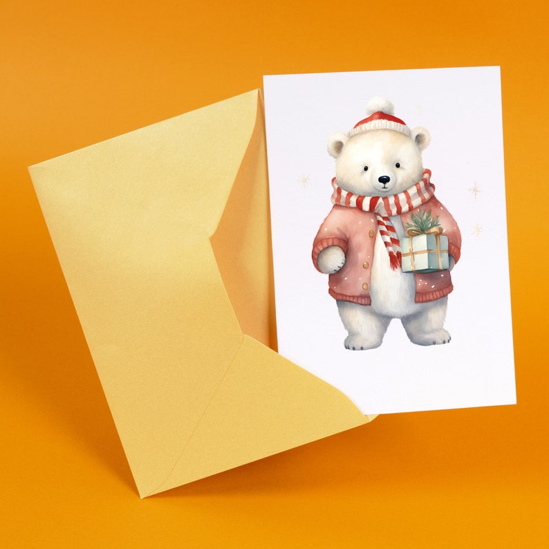 Watercolor Christmas Polar Bear Clipart. 23 Winter Christmas Polar Bear ...