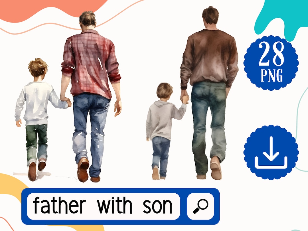 Father and Son Clipart Bundle. 28 Dad and Boy PNG Clipart. Fathers Day ...
