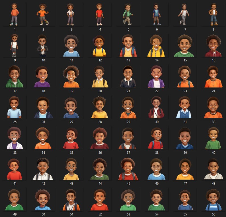 Cute Little Black Boys Clipart Bundle. 56 Afro Boy PNG. African ...