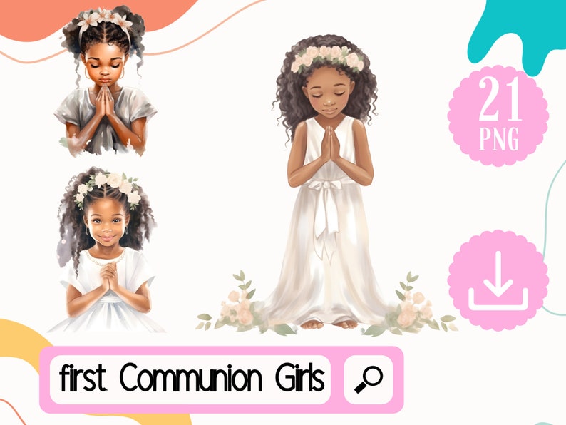Black Girls First Communion Png. First Communion Clipart. Afro Girls ...