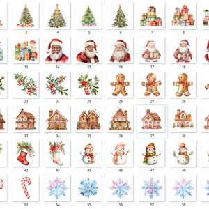 Christmas Clipart Bundle Set. 60 Christmas PNG Decorations for Crafting ...