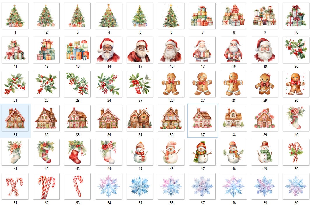 Christmas Clipart Bundle Set. 60 Christmas PNG Decorations for - Etsy