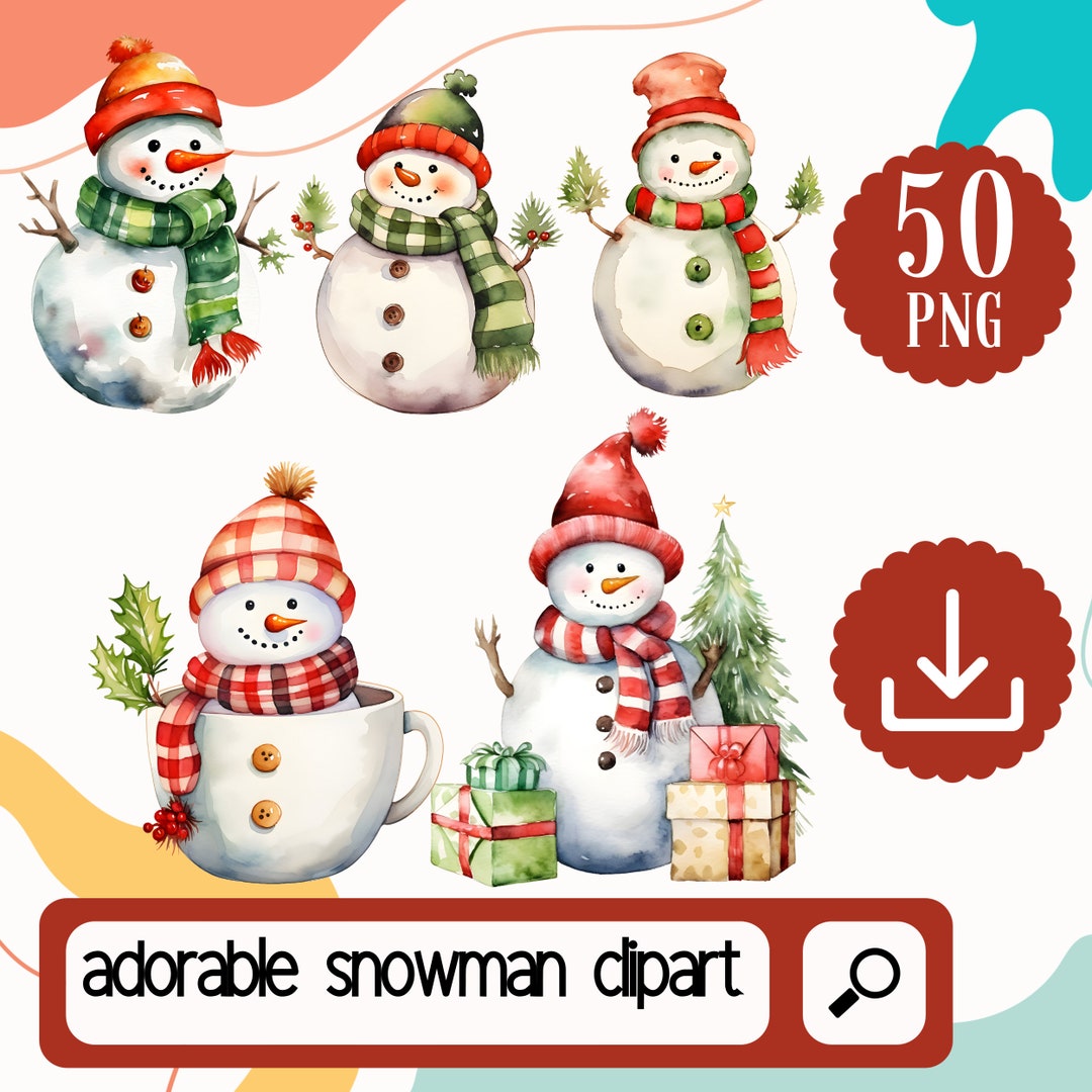 Adorable Snowman Clipart Collection. 50 Cute Snowman PNG. - All the ...