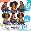 Black Kids School Activities Clipart Set 29 PNG Black Students in Class ...