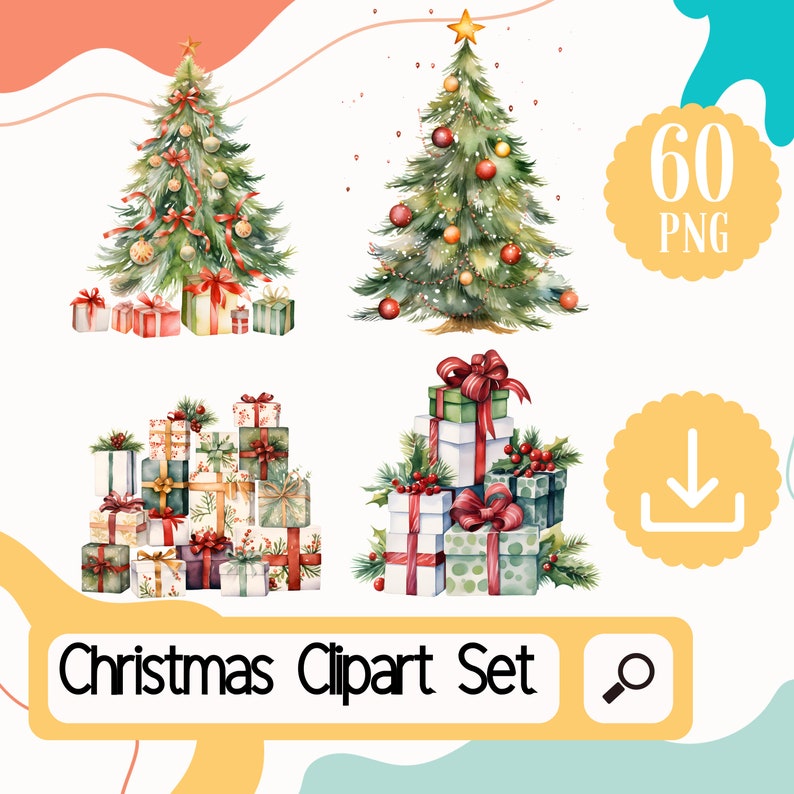 Christmas Clipart Bundle Set. 60 Christmas PNG Decorations for - Etsy