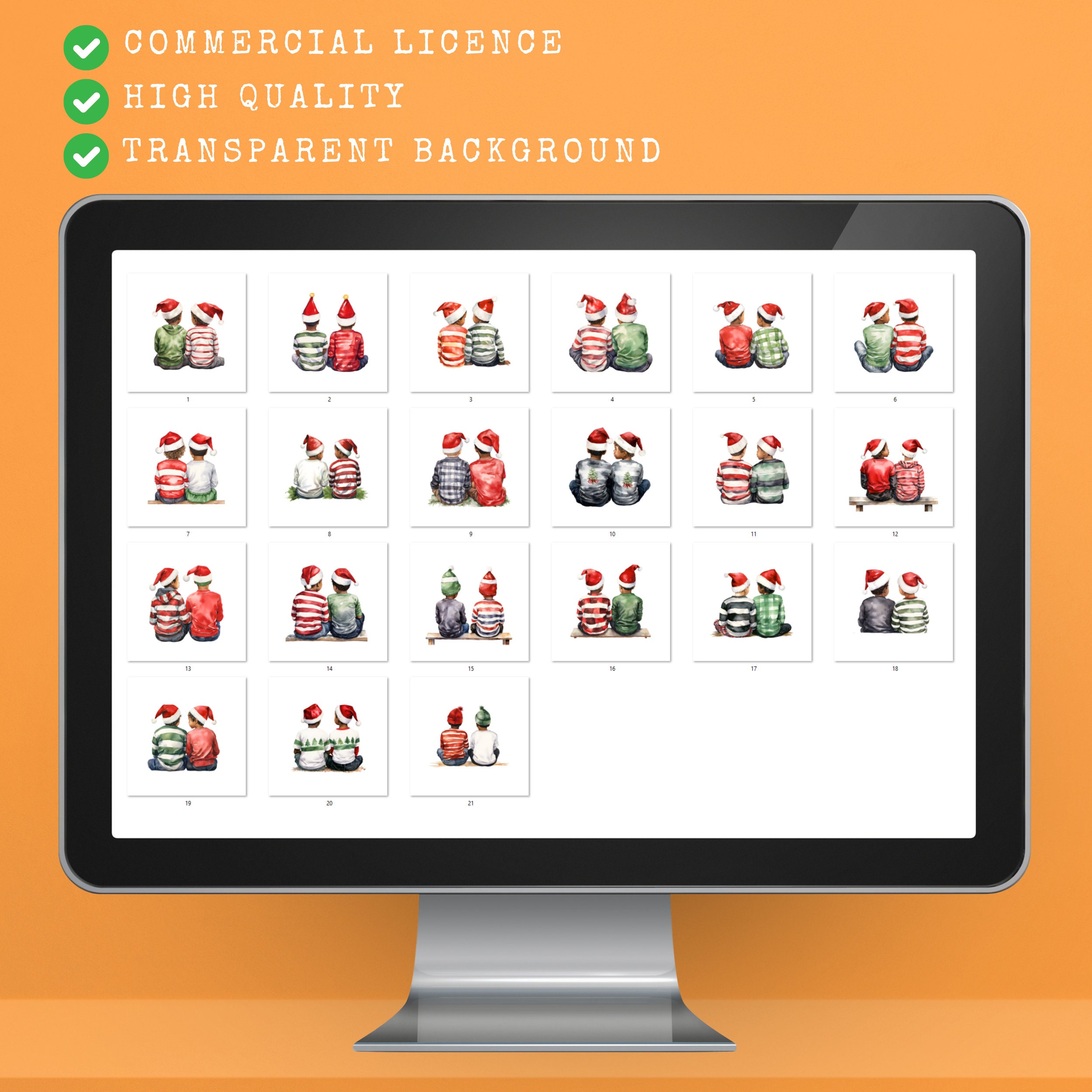 Christmas Best Friends Clipart Set. 21 Black Kids Christmas - Etsy