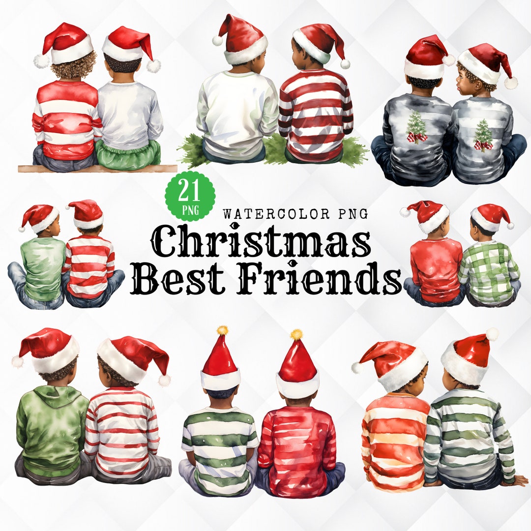 Christmas Best Friends Clipart Set. 21 Black Kids Christmas Best ...