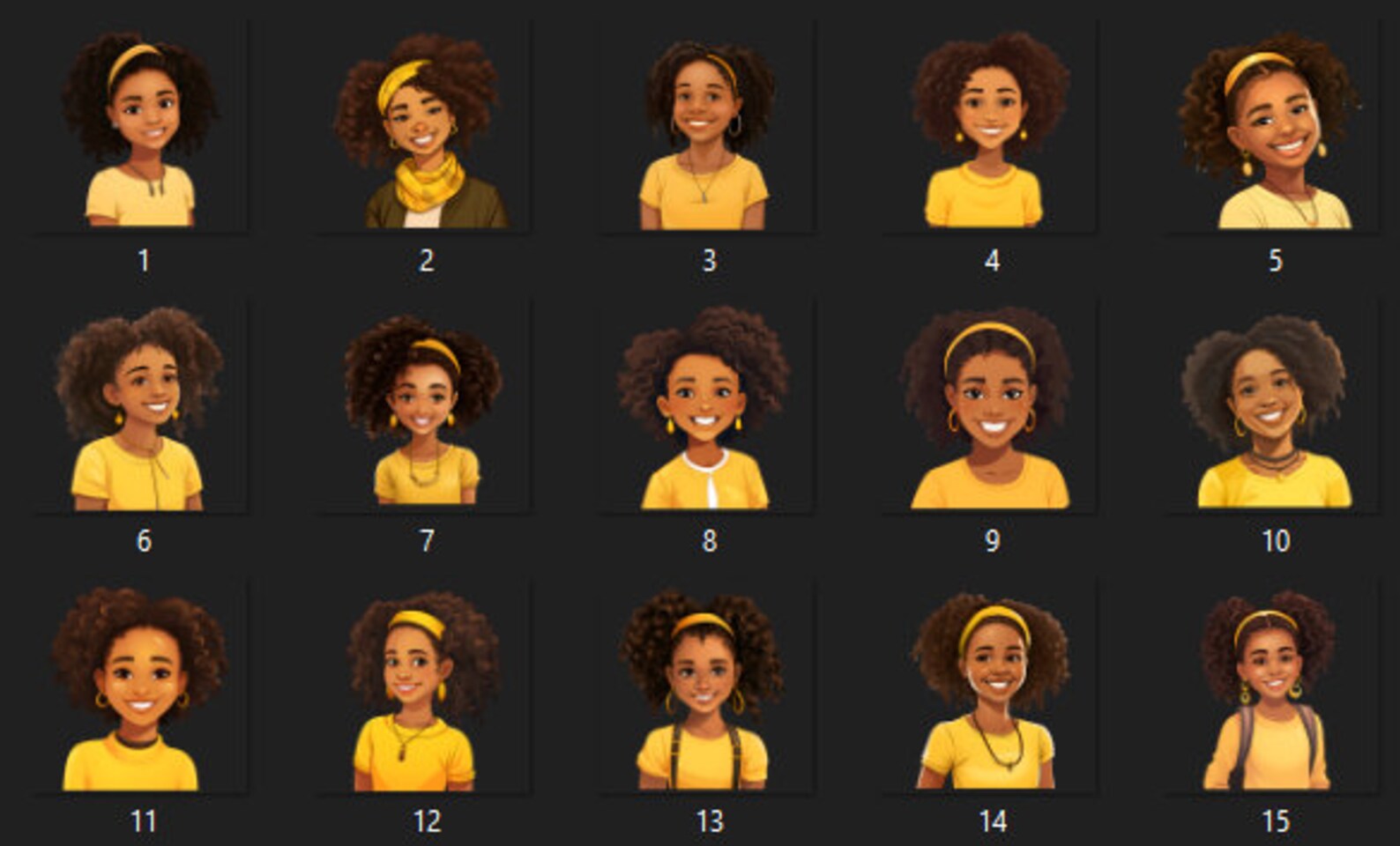 Yellow Collection of Black Girls Clipart 15 African American Girls PNG ...